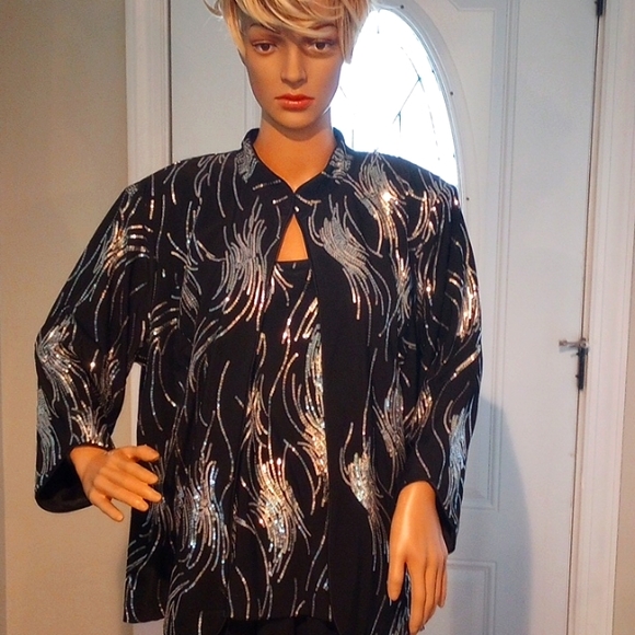 Alex Evenings | Jackets & Coats | Jacket 2pcstunning Black Silver W ...